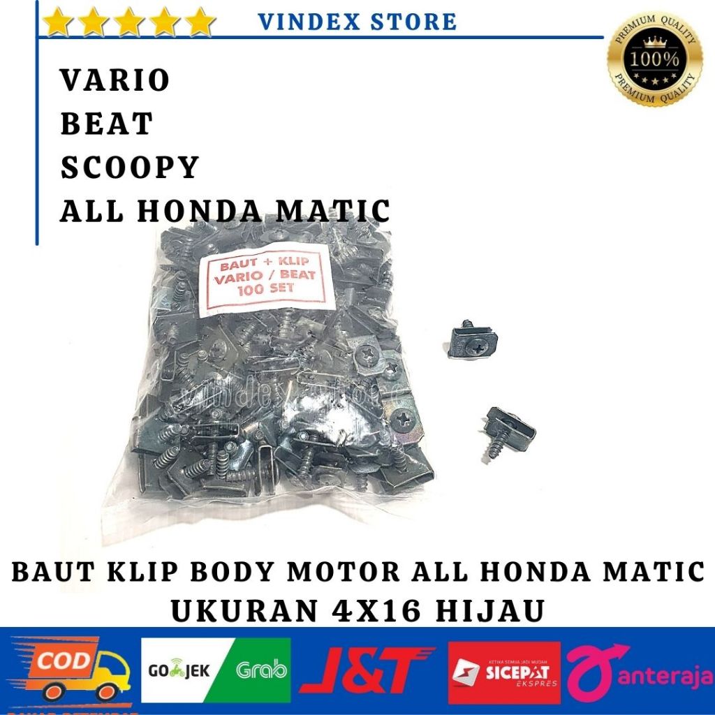 Jual BAUT KLIP BODY MOTOR VARIO BEAT SCOOPY UKURAN 4X16 HIJAU ALL HONDA ...