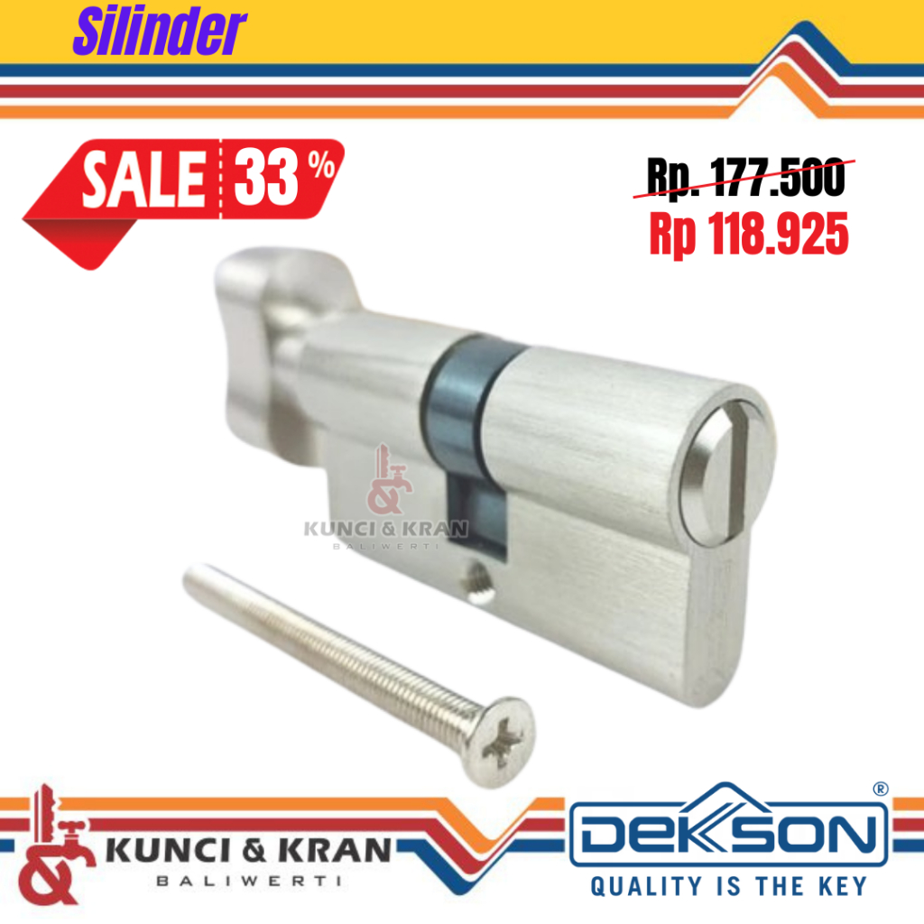 Jual Silinder Knob Kamar mandi Dekson Dekkson CYL BK DL 60MM SN Kunci Knob WC | Shopee Indonesia