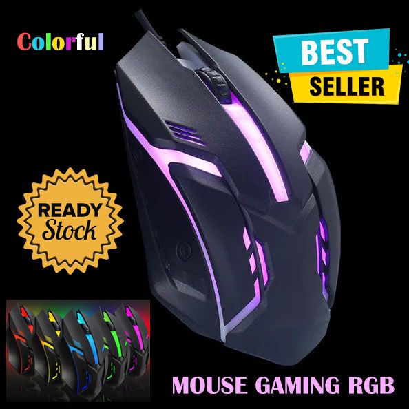 Jual Mouse GAMING RGB Optical Kabel USB Murah Wired Laptop Komputer PC ...