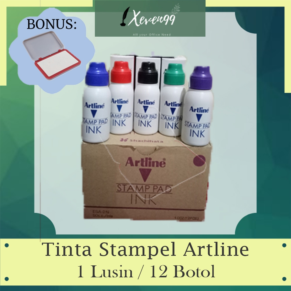 Jual Artline Stamp Pad Ink Refill Tinta Stempel (1 lusin / 12 pcs)(1 ...
