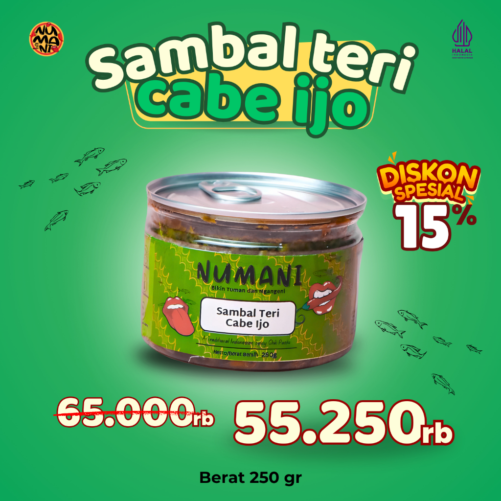 Jual Sambal Teri cabe Ijo Numani Enak halal sambal Teri Medan Bikin ...