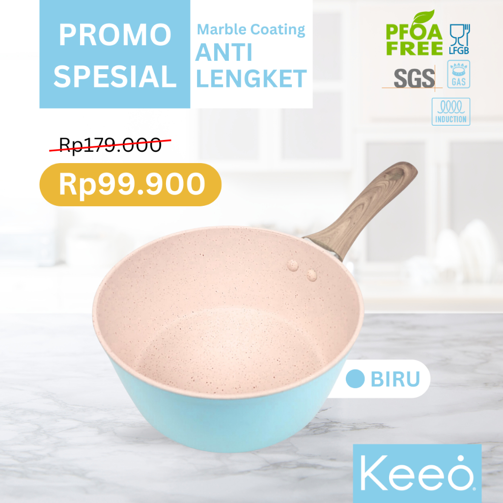 Jual Keeo 16 cm Panci Anti Lengket Marble Granit (Sauce Pan) Biru ...