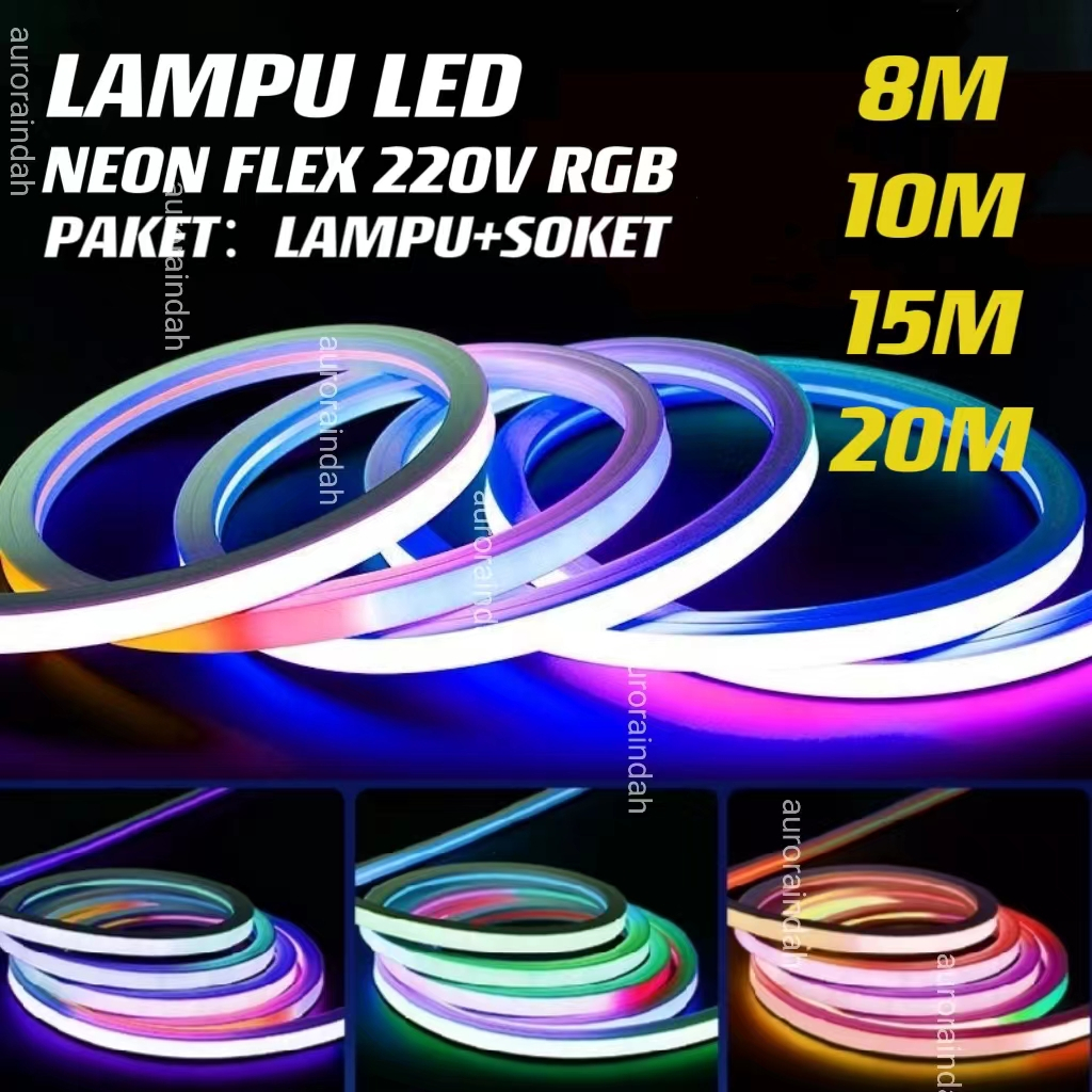 Jual LAMPU LED NEON FLEXIBLE 8M/10M/15M/20M /25M/30M RGB 220V FLEXIBLE ...