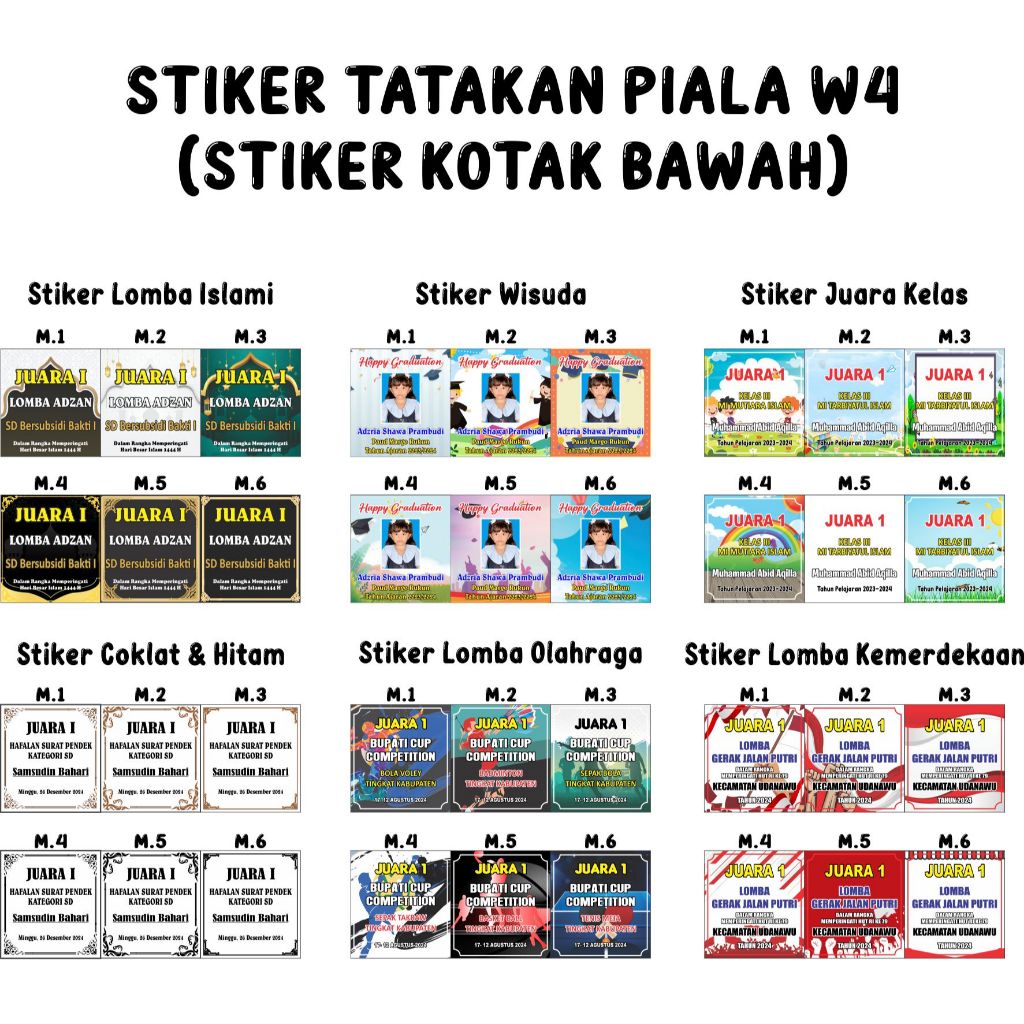 Jual Stiker Tatakan Piala / Stiker Piala / Stiker Piala Plastik W4 ...
