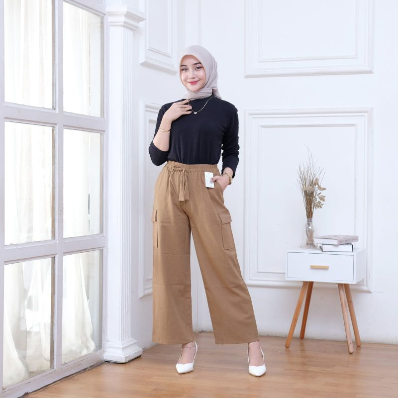 Jual Celana Kulot Cargo Katun Premium Korean Style - Kulot Cargo ...