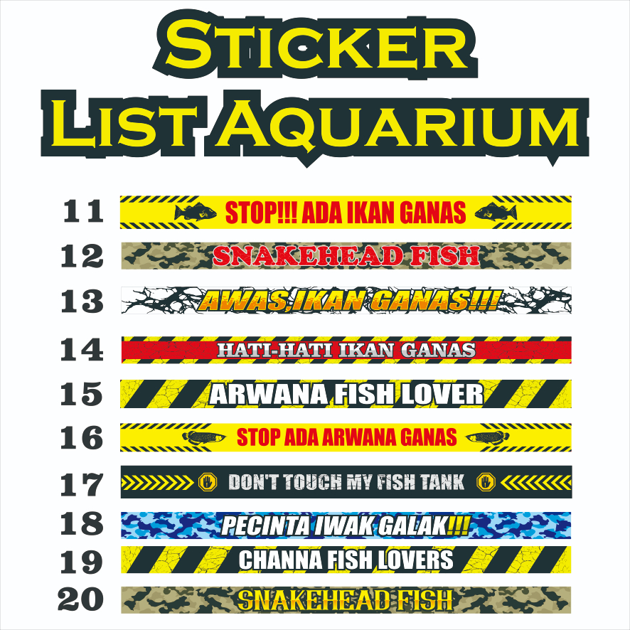 Jual STIKER AQUARIUM STICKER LIST AQUARIUM STIKER DEPAN AQUARIUM 11-20 ...