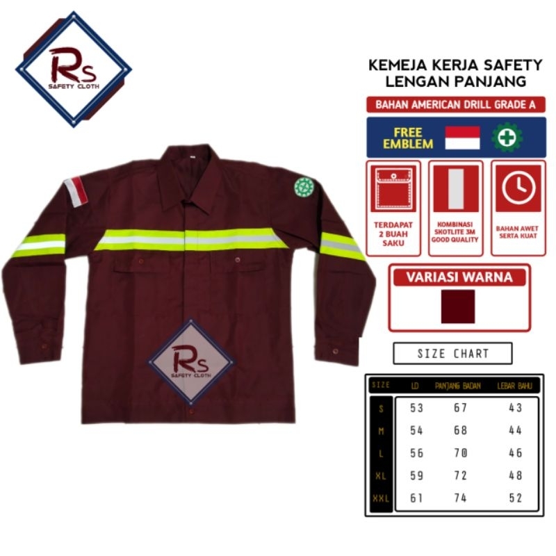 Jual Rs safety cloth - baju kerja safety first proyek warna maroon ...