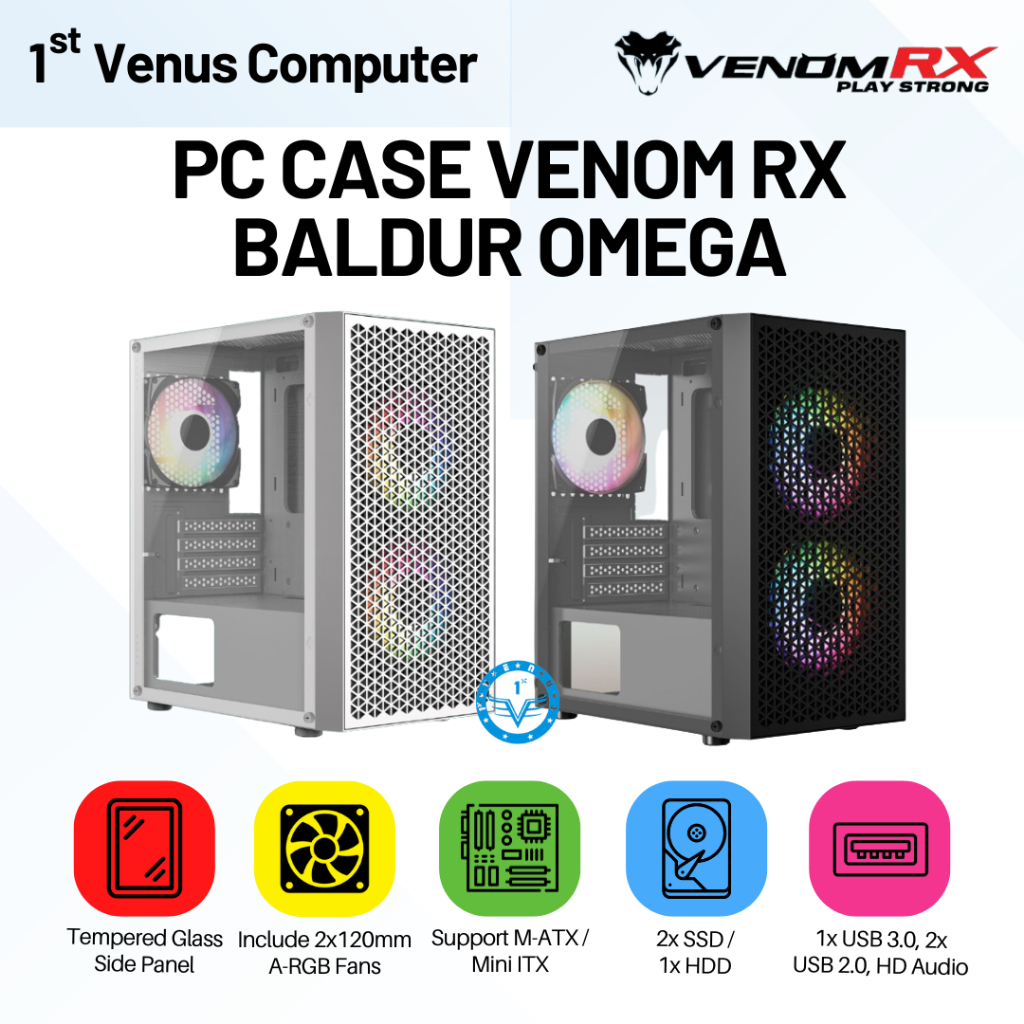 Jual PC CASE VENOM RX BALDUR OMEGA + 2 FAN A-RGB / CASING BALDUR OMEGA ...