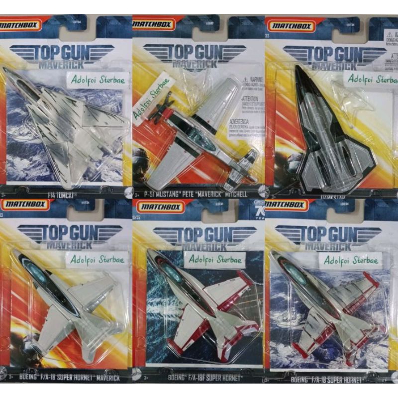 Jual matchbox top gun topgun maverick F14 tomcat darkstar dark star boeing f/a-18 18F super ...