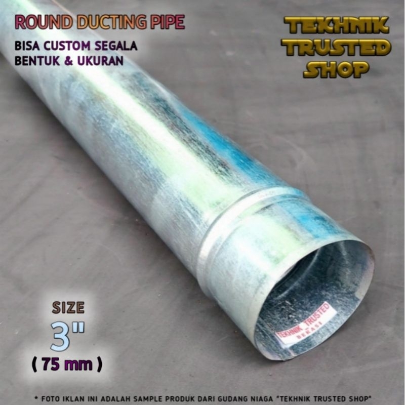 Jual Round ducting 3" x 1 meter pipa bulat cerobong exhaust BJLS | Shopee Indonesia