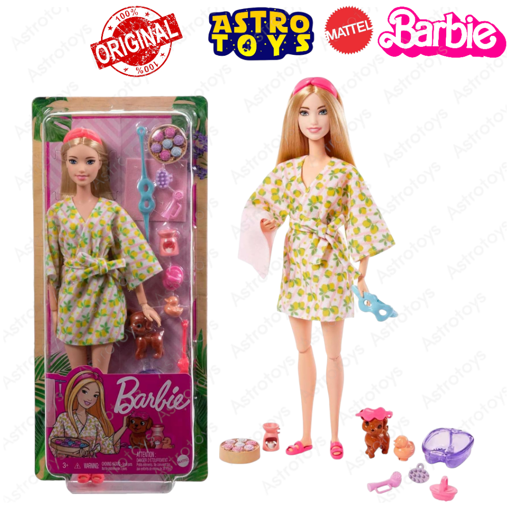 Jual Mattel Barbie Self Care Wellness Spa Blonde doll with puppy dog ...