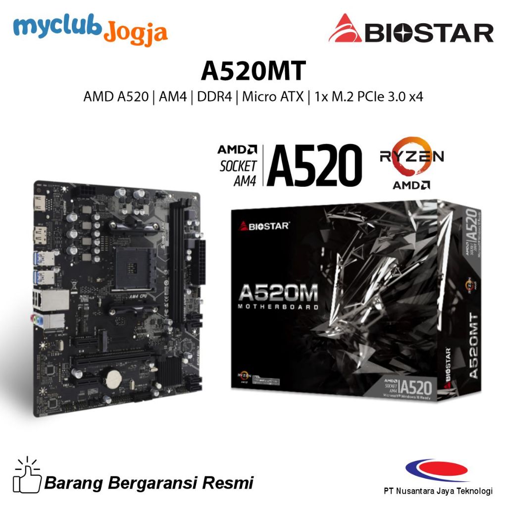 Jual BIOSTAR A520MT Motherboard AMD A520 AM4 DDR4 HDMI DisplayPort USB ...