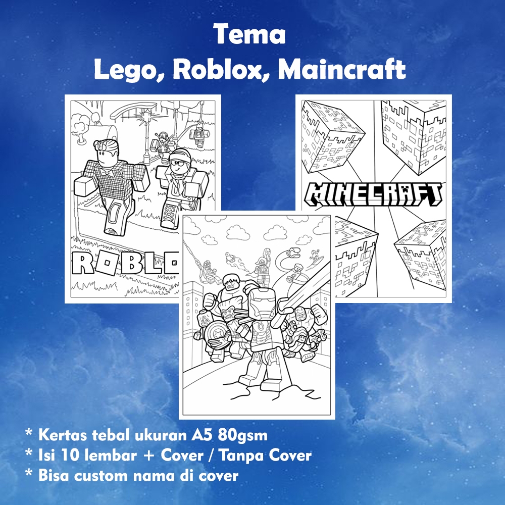 Jual [10 LEMBAR] KERTAS MEWARNAI / COLORING PAPER TEMA LEGO, ROBLOX ...