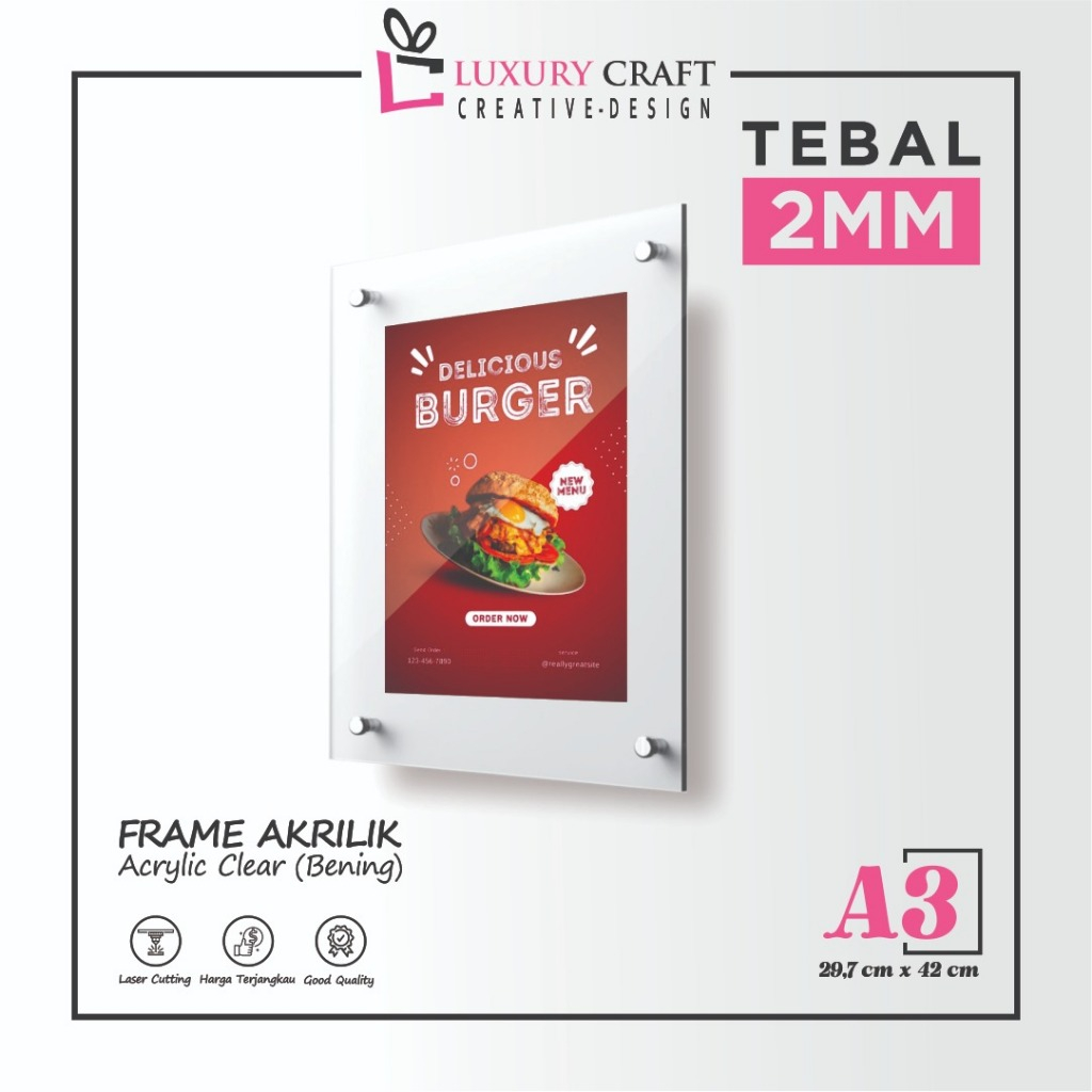 Jual Frame Bingkai Display Poster Akrilik Menu Dinding - Ukuran A3 | Shopee Indonesia
