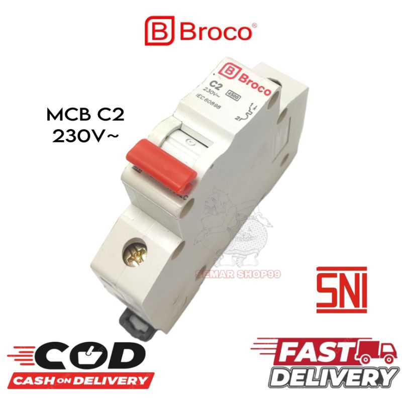 Jual Broco Mcb Circuit Breaker 1 Phase 2A/ Mcb Broco 2A/MCB ANTI JEGLEK ...