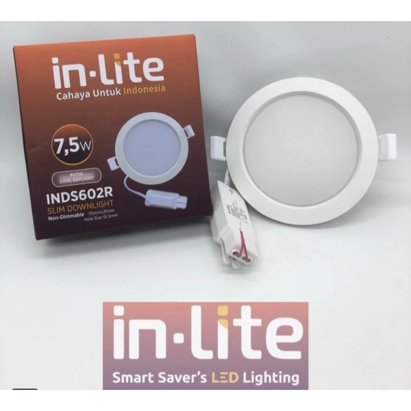 Jual Lampu Downlight Panel Inlite In-Lite 7,5watt INDS602R Cahaya Putih ...