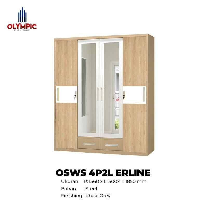 Jual Lemari Baju Besi Olympic 4 Pintu OSWS 4P2L ERLINE | Shopee Indonesia