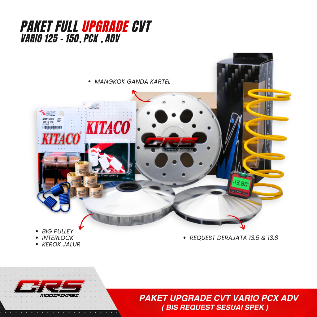 Jual PULLEY VARIO CUSTOM 1 SET BUBUT KEROK JALUR BIG PULLEY VARIO PART ...