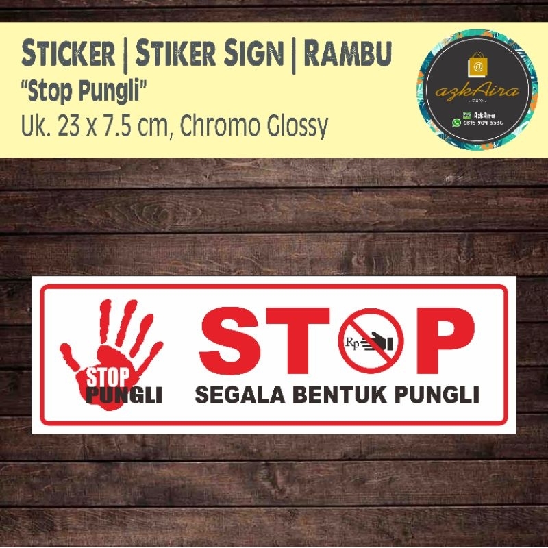 Jual Sticker Stiker Sign Stop Pungli - Uk. 23x7.5 cm | Shopee Indonesia