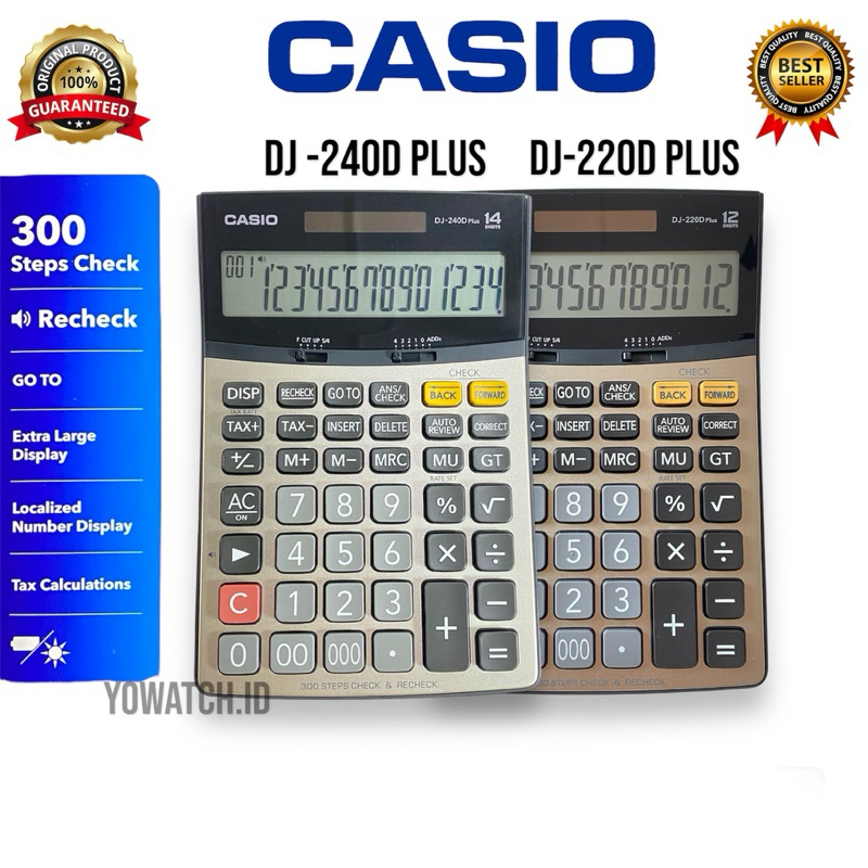 Jual KALKULATOR HITUNG/MEJA ORIGINAL CASIO DJ 240D PLUS & CASIO DJ220D PLUS | Kalkulator Kantor ...