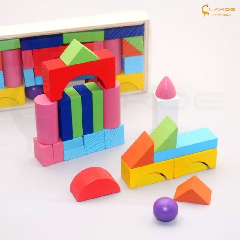 Jual BYBO 374 mainan edukasi anak mini balok kayu aneka bentuk wooden ...