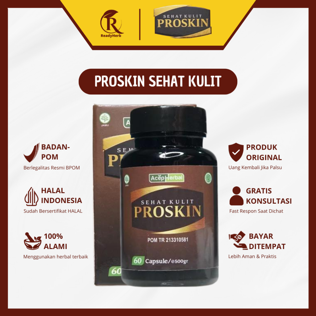 Jual PROSKIN Sehat Kulit 100% Original Isi 60 Kapsul Legalitas BPOM Dan ...