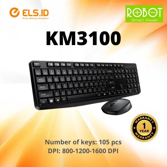 Jual Keyboard + Mouse Wireless Robot KM3100 | Shopee Indonesia
