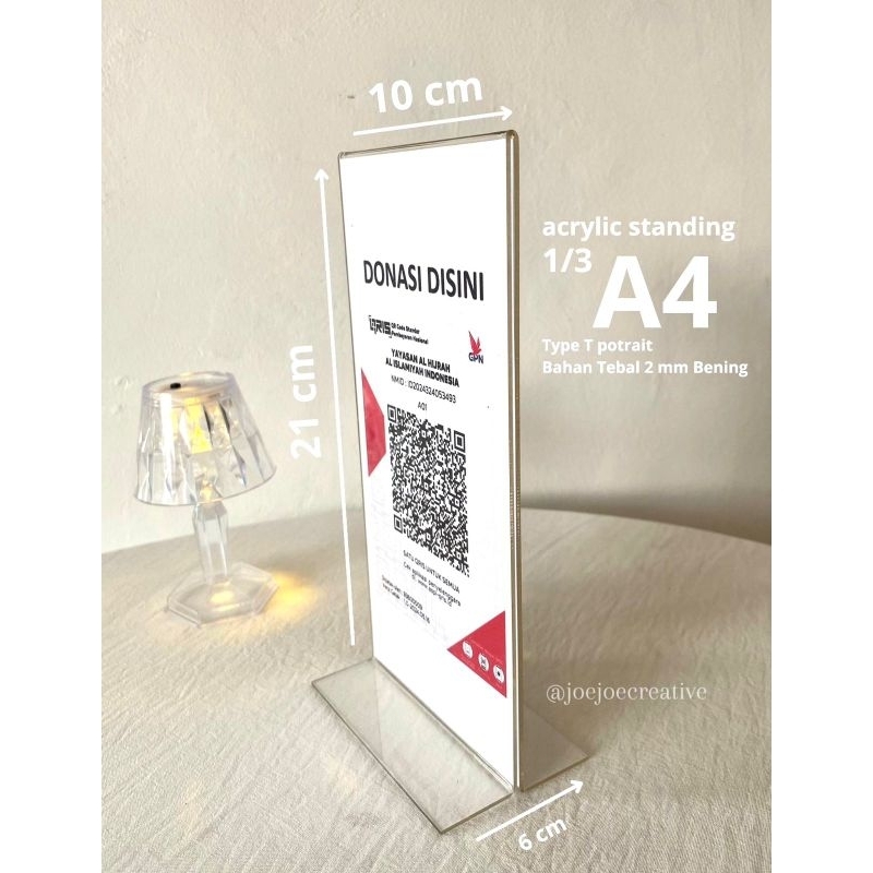Jual Akrilik Tent Holder 1/3 A4 /Tempat Brosur/Tempat Barcode/Display T ...