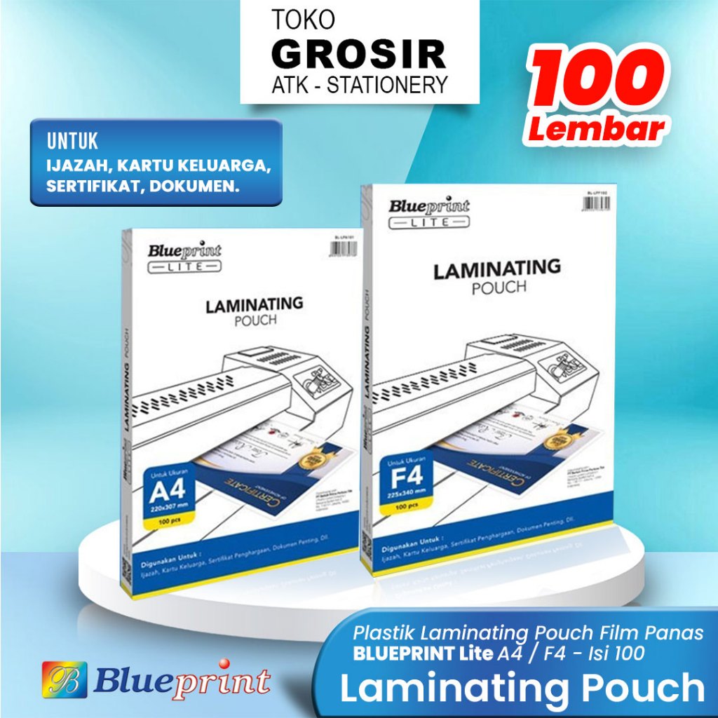 Jual Plastik Laminating A4 / Plastik Laminating F4 LITE Pouch Film Panas BLUEPRINT Lite - Isi ...