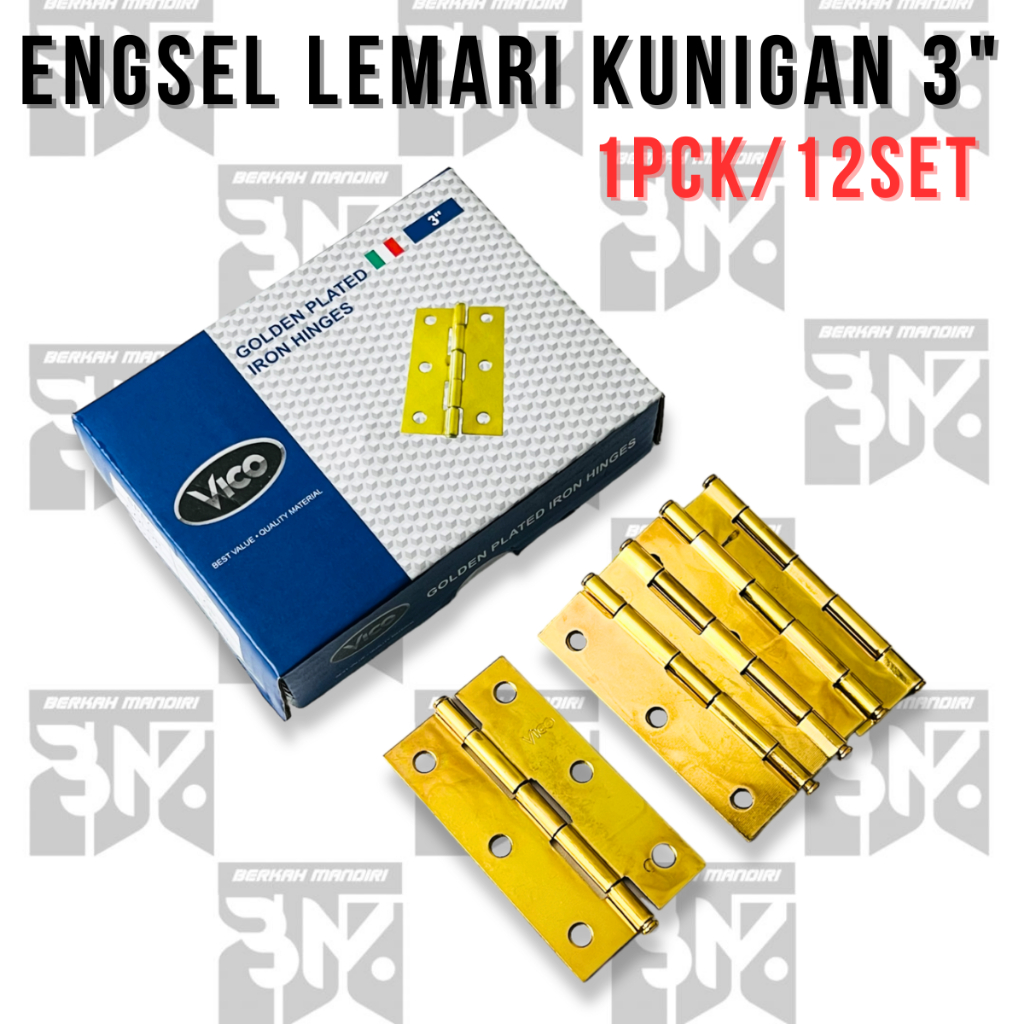 Jual 1PCK/12SET Engsel Lemari, Jendela, Laci Ukuran 3 inch Vico Gold ...