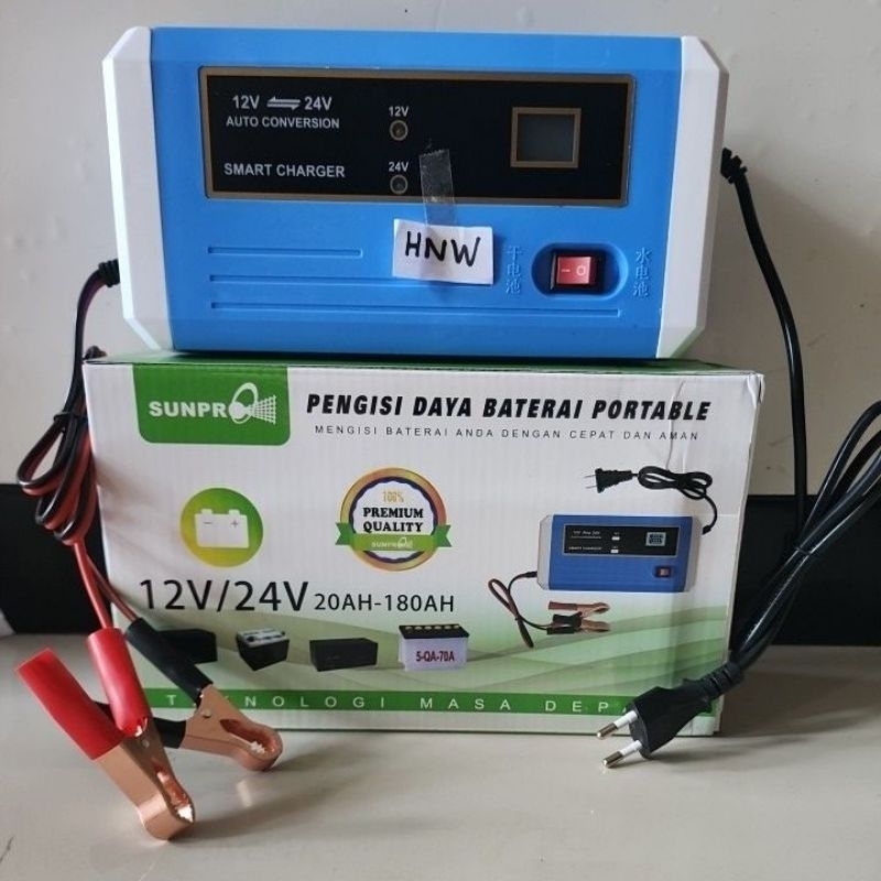 Jual chas charger aki accu 12V 24V sunpro 12 V dan 24 V mobil motor ...