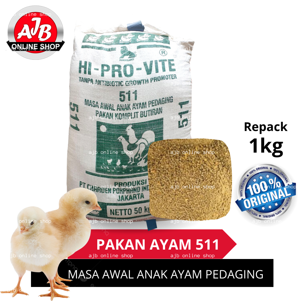 Jual PAKAN AYAM HI PRO VITE 511 Masa Awal Anak Ayam Pedaging Repack 1kg ...