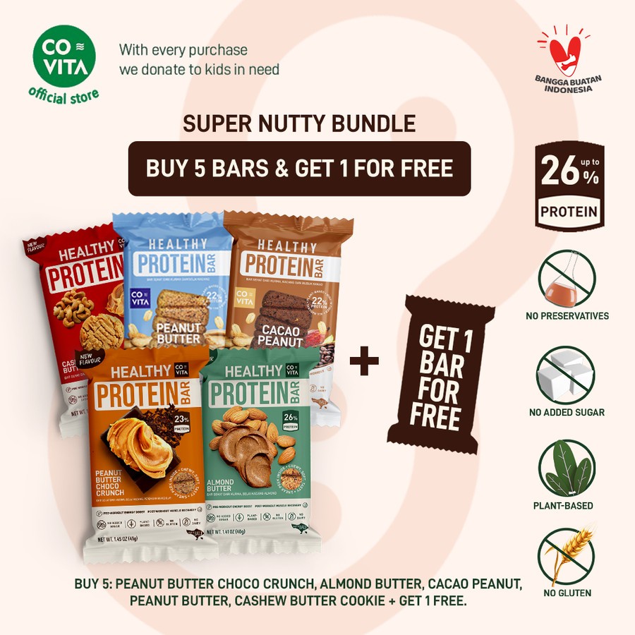 Jual Bundle - Super Nutty Bars + 1 Gratis - Healthy Protein Bar Covita ...