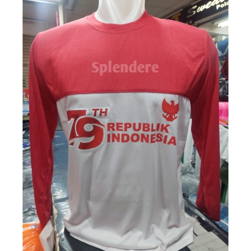 Jual KAOS HUT RI 79 DEWASA MERAH PUTIH 79 TAHUN REPUBLIK INDONESIA UNISEX LENGAN PANJANG ...
