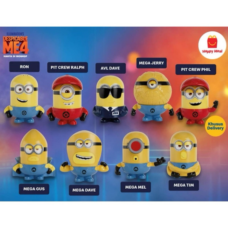 Jual Happy Meal Minions Despicable Me4 / Mainan Minions McD / Mainan ...