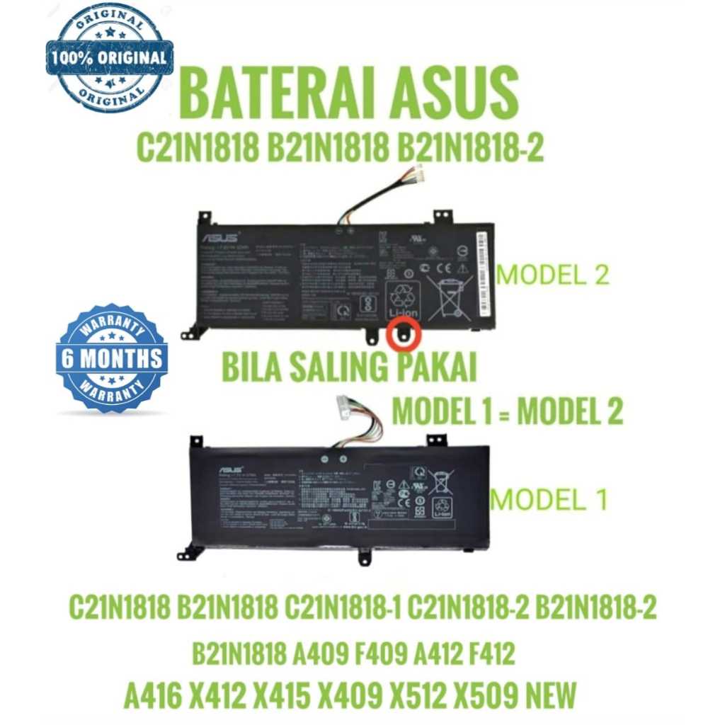 Jual Original Baterai Asus C21N1818 VivoBook X412 A412 F512 R424UB Y4100FA | Shopee Indonesia