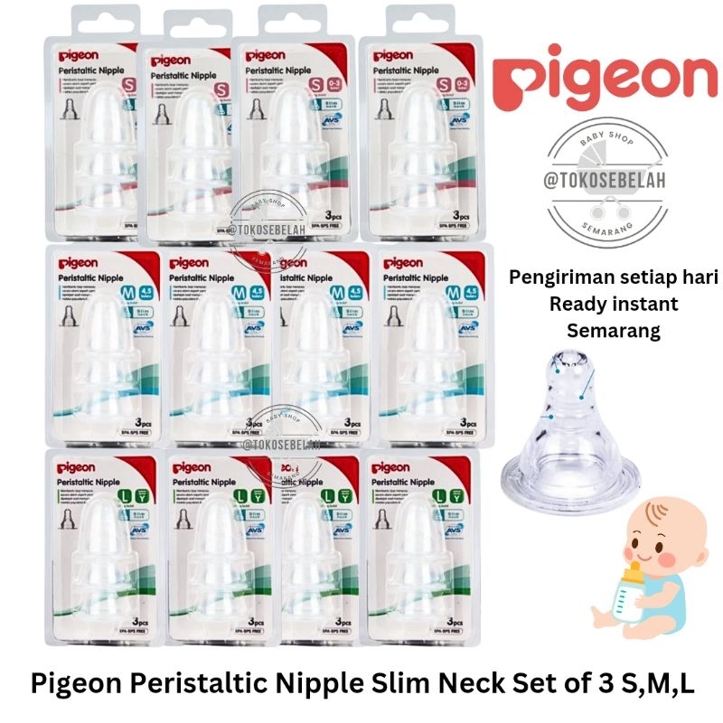 Jual PIGEON Peristaltic Nipple Slim Neck 3 Blister | Nipple Dot Botol ...