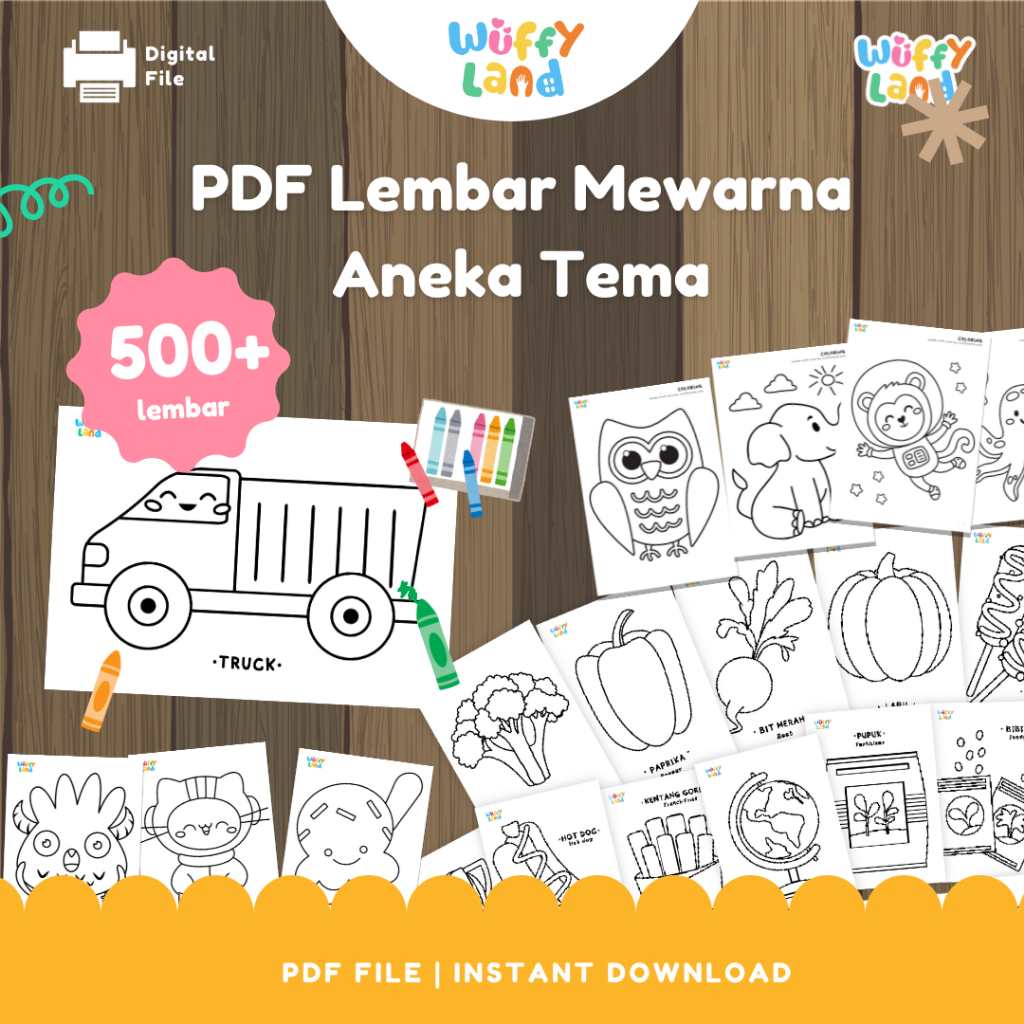 Jual WUFFYLAND PDF Printable Lembar Mewarnai PDF Lembar Kerja Anak Paud ...