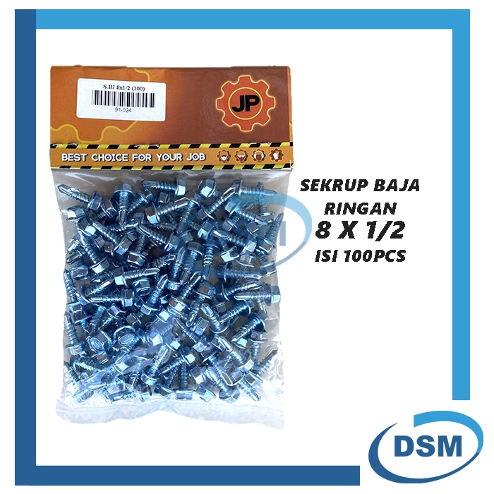Jual SEKRUP BAJA RINGAN 8 x 1/2 - BAUT SKRUP ROOFING PUTIH ISI 100 PCS ...