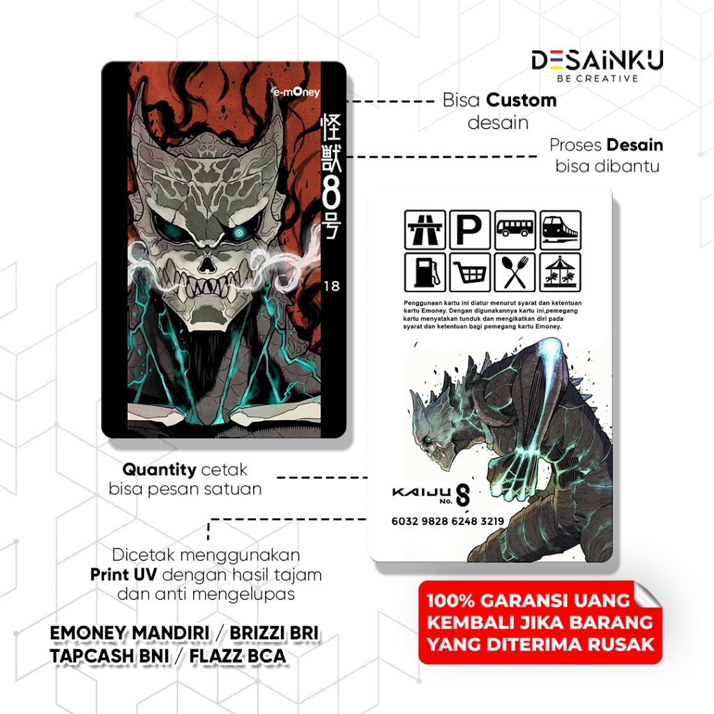 Jual Emoney/Tap Cash/Flazz/Brizzi/ KAIJU NO 8 / KAFKA HIBINO | Shopee ...