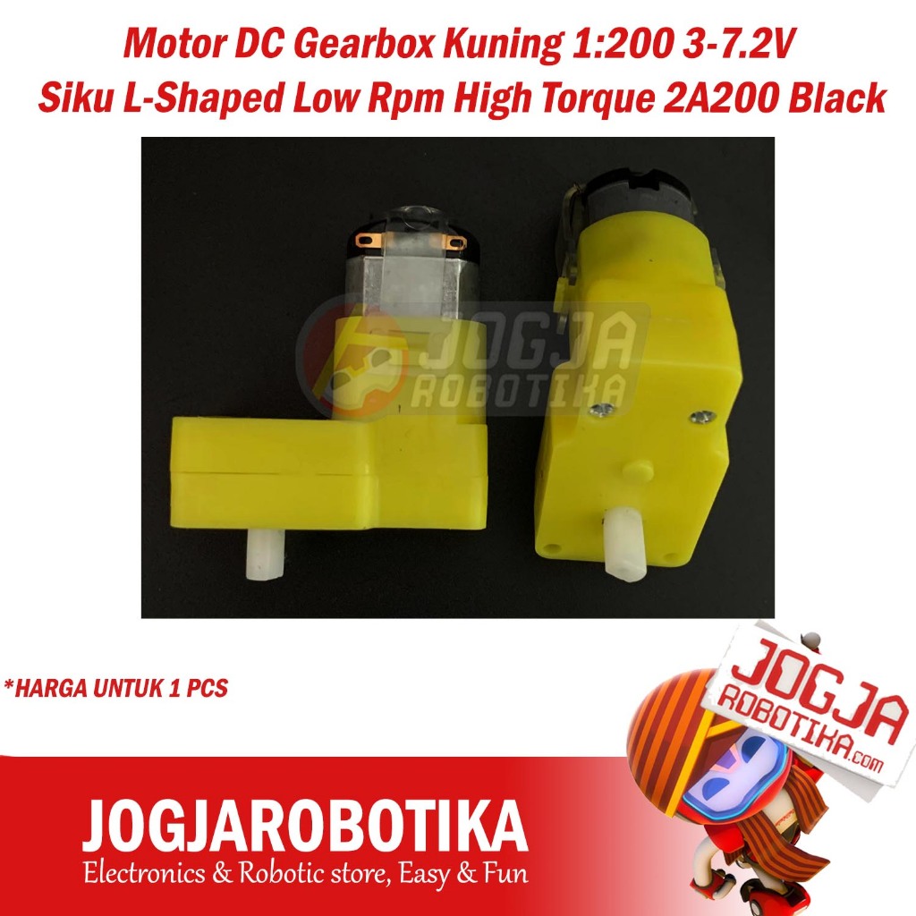 Jual Motor DC Gearbox Kuning 1:200 3-7.2V Siku L-Shaped Low Rpm High ...