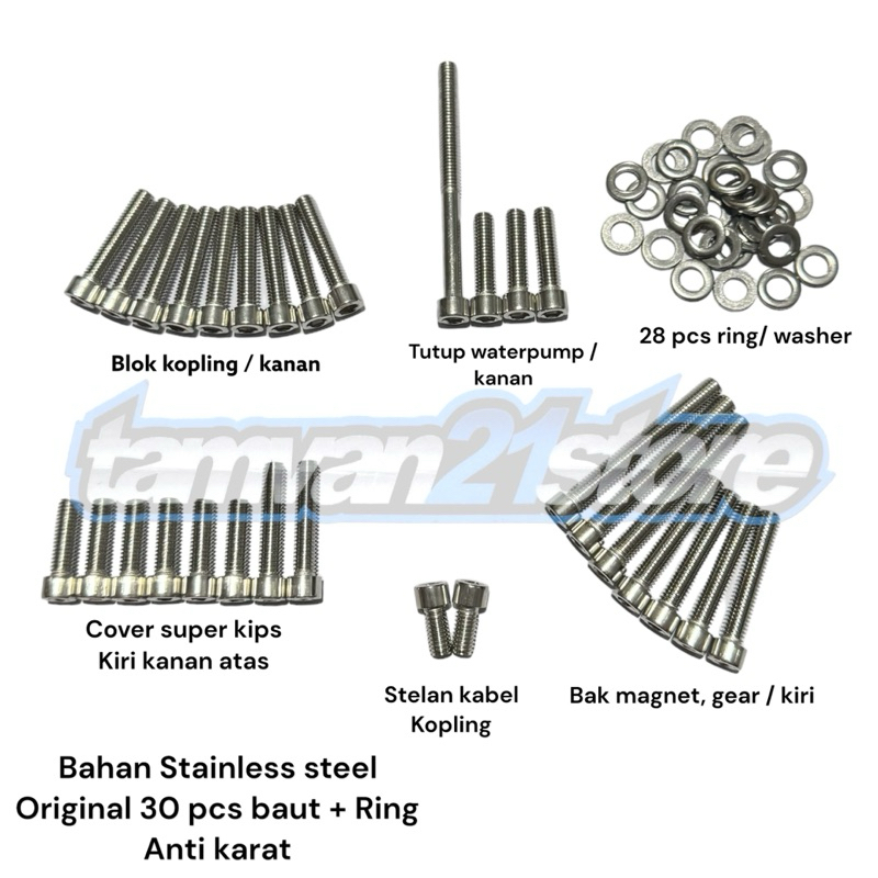 Jual BAUT BLOK MESIN KANAN KIRI KOPLING/MAGNET/SUPER KIPS ORI STAINLESS ANTI KARAT NINJA RR R SS ...