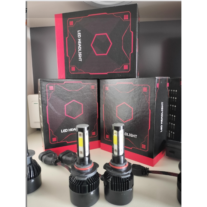Jual Lampu Depan Mobil LED COB Headlight H4 X7 4 Sisi 48Watt Sepasang ...