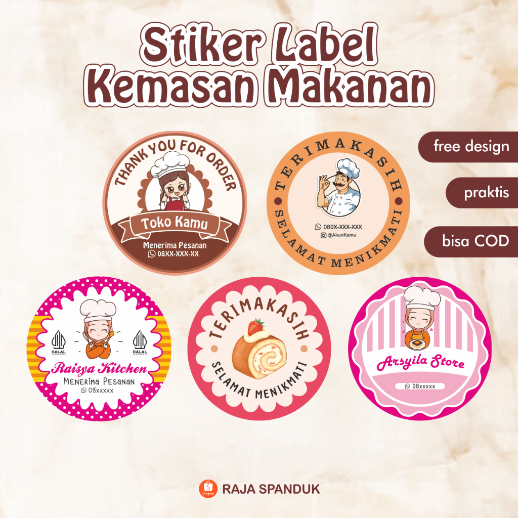Jual STIKER LABEL KEMASAN MAKANAN CUTTING BISA CUSTOM FREE DESIGN ...