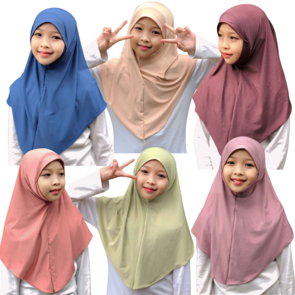 Jual Hijab Malay Dagu Anak 5-9th / Jilbab Anak Dagu Malaysia Jersey ...