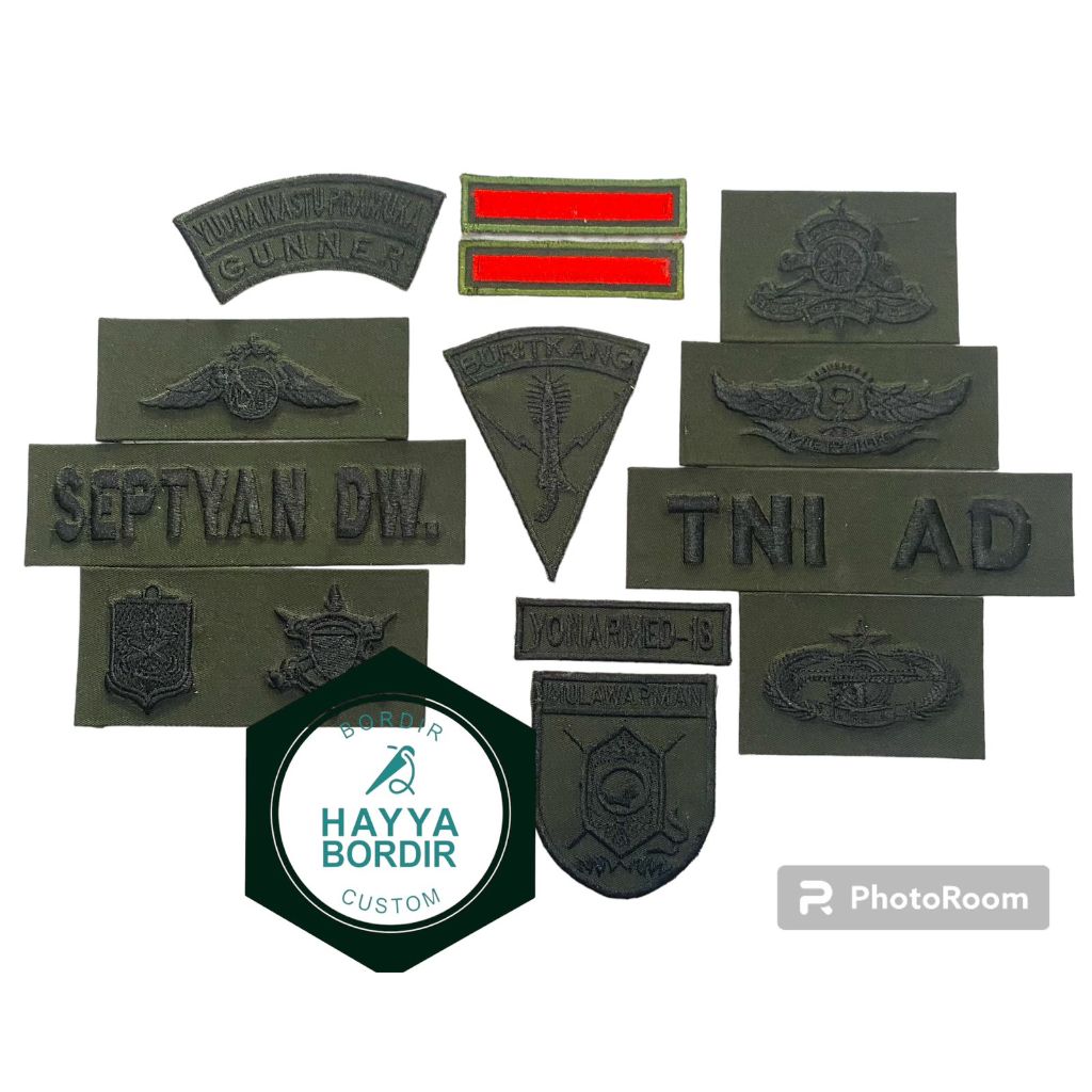 Jual FULL 1 set Atribut bordir papan nama pdl TNI AD Biasa, Keras , Mika | Shopee Indonesia