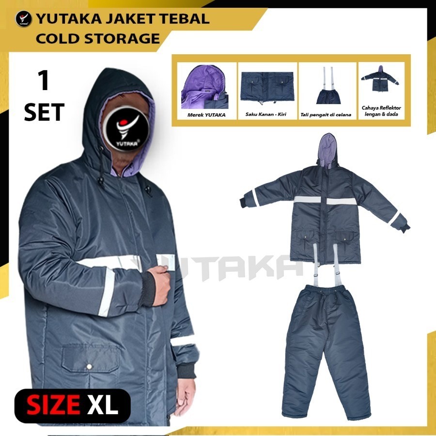 Jual Jaket Cold Storage Tebal warna biru navy satu set plus celana ...