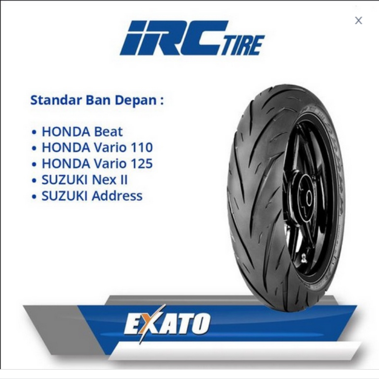Jual ( RING 13 ) IRC 110 70 13 Tubeless(TIPE PILIH DI VARIAN )NR88 EXATO/SS-570F Ban Luar FREE ...