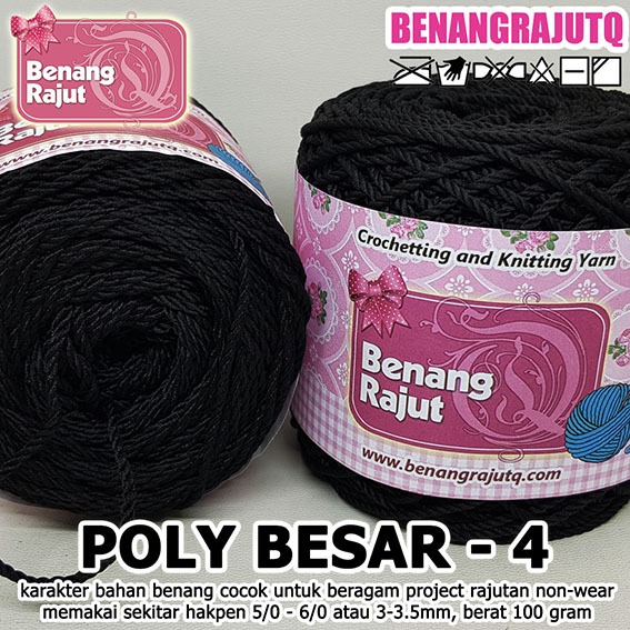 Jual BENANG RAJUT POLY POLYESTER D30 BESAR nest_craft tebal 2mm hakpen ...