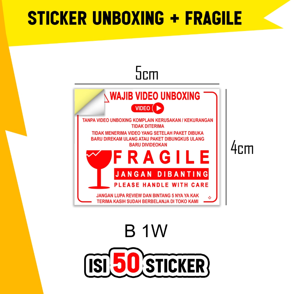 Jual Sticker Unboxing isi 50pcs / Sticker Fragile | Shopee Indonesia